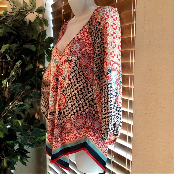HeartSoul | Tops | Heartsoul Sheer Colorful Blouse M | Poshmark